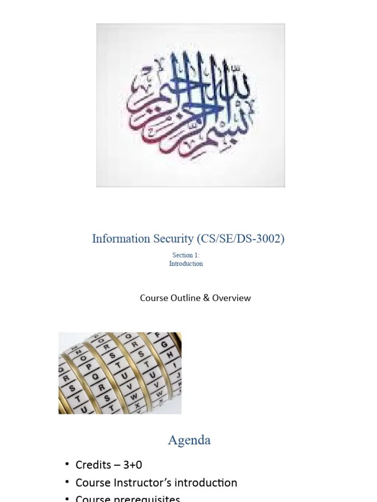 Lecture 1 To 3 Intro Orientation Pdf Information Security Security