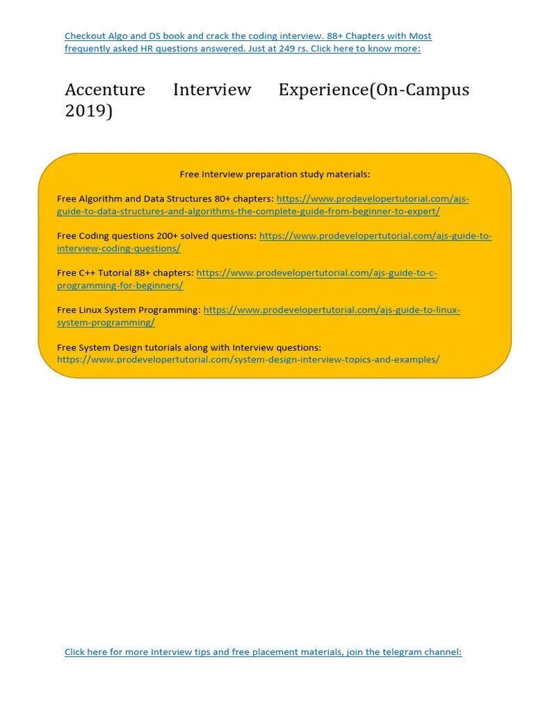 12 Accenture Interview Experience Pdf Computing Computer