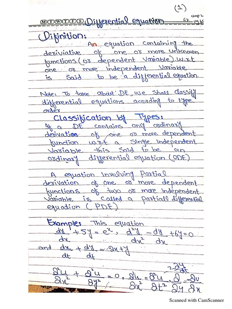 Differential Equation Notes Pdf