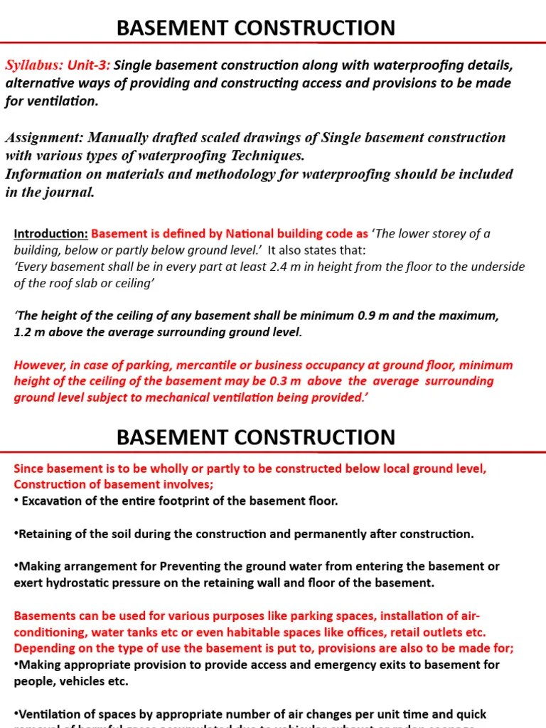 Basement Construction And Waterproofing Techniques Pdf Basement