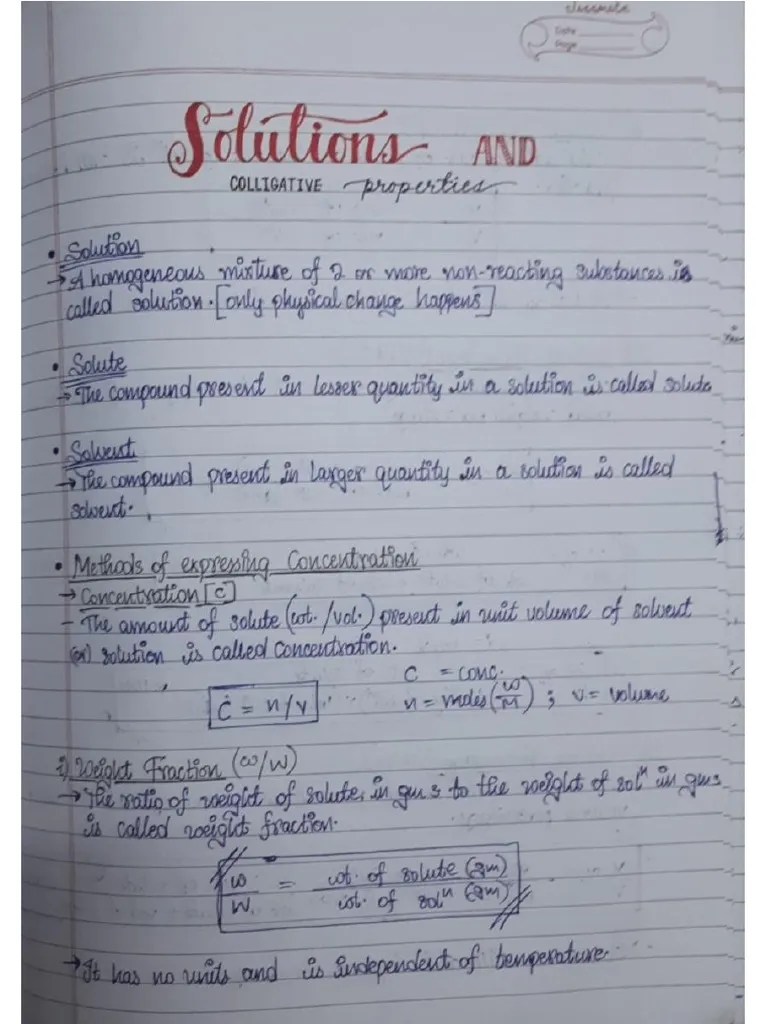 Solutions Notes Pdf