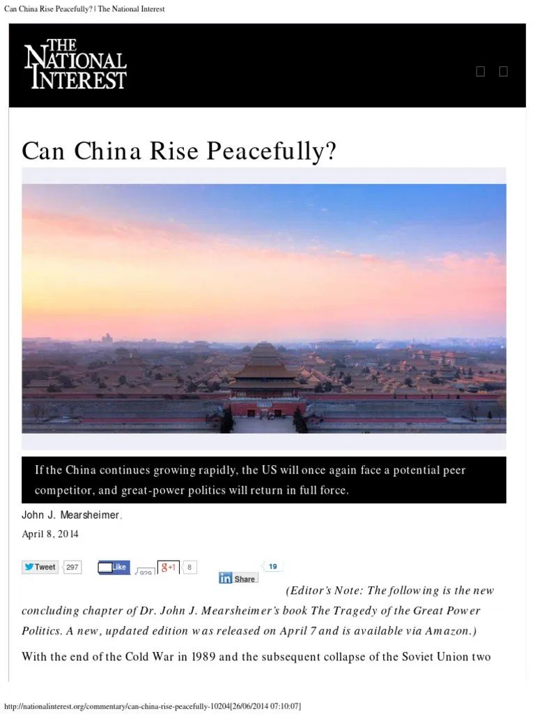 Can China Rise Peacefully Analysis Pdf China World Politics