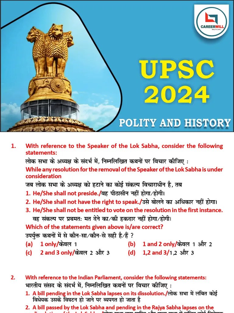Upsc 2024 Polity And History Pdf Government Government Of India