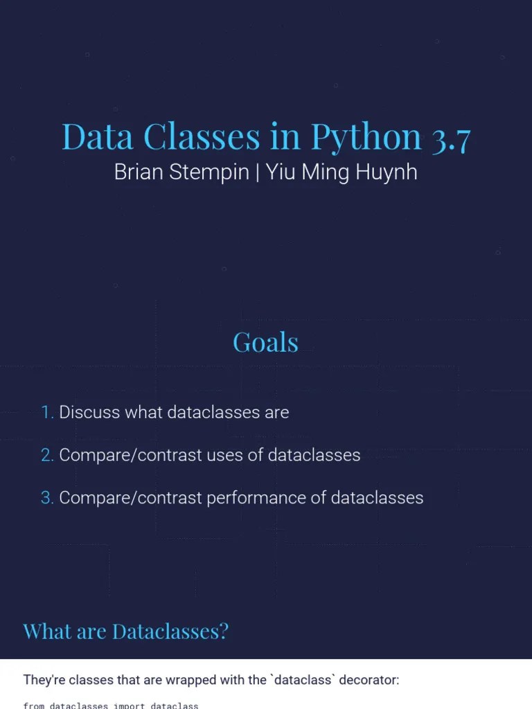Understanding Python 3 7 Dataclasses Pdf Computer Programming