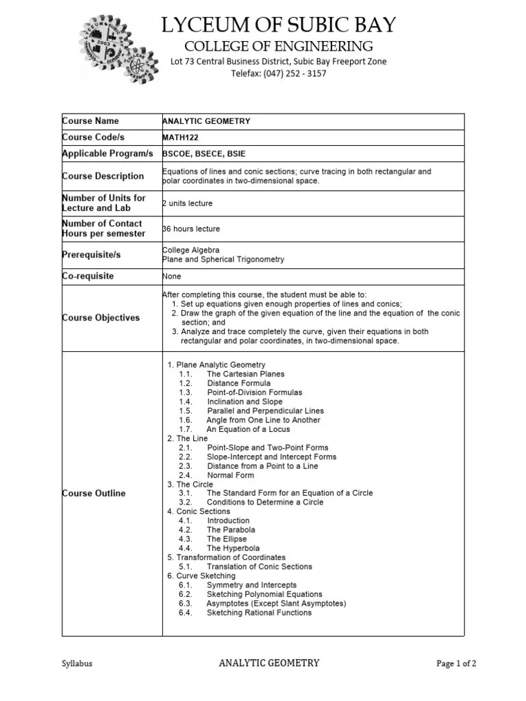 Analytic Geometry Pdf Analytic Geometry Line Geometry