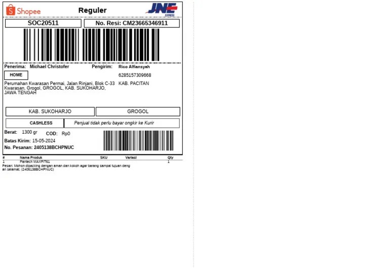 Contoh Resi Pdf
