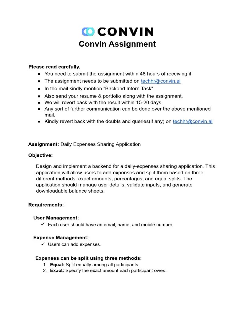 Backend Intern Task Expense App Design Pdf Documentation