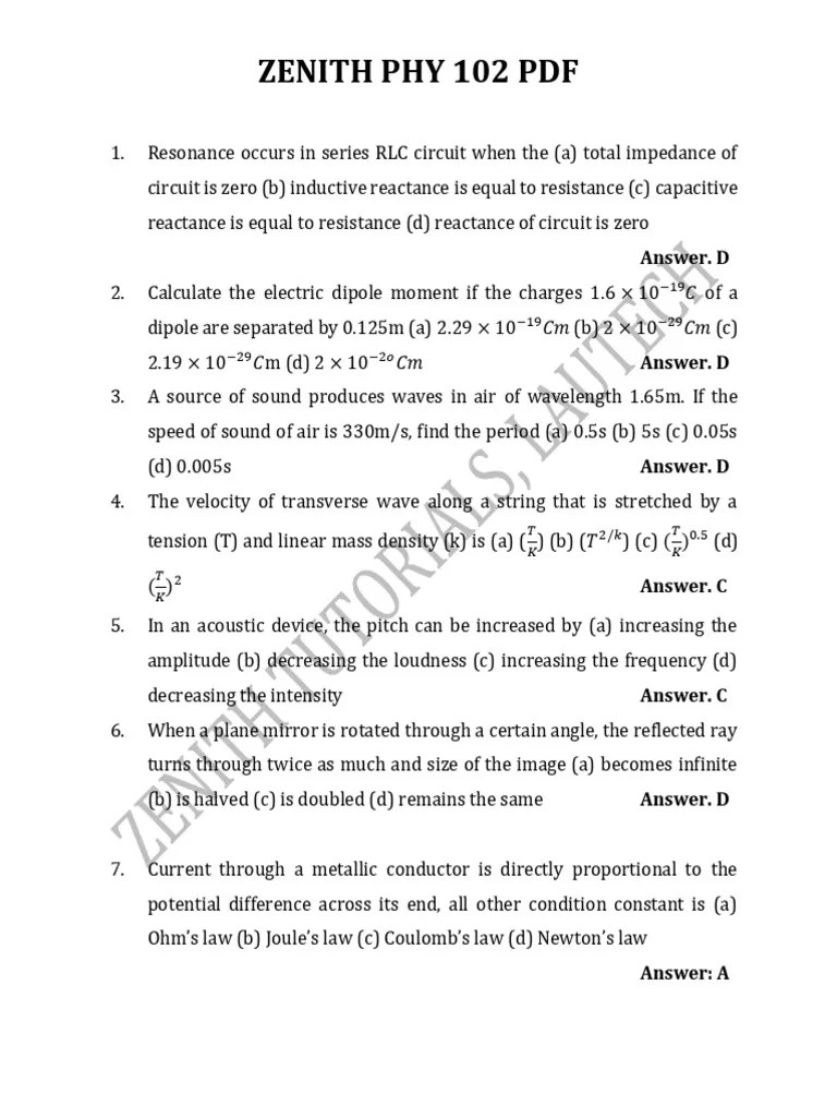 Zenith Phy 102 Pdf Pdf