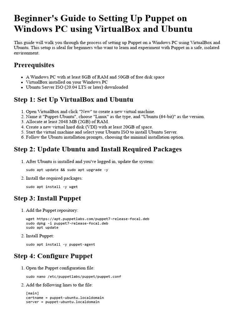 Puppet Setup Pdf