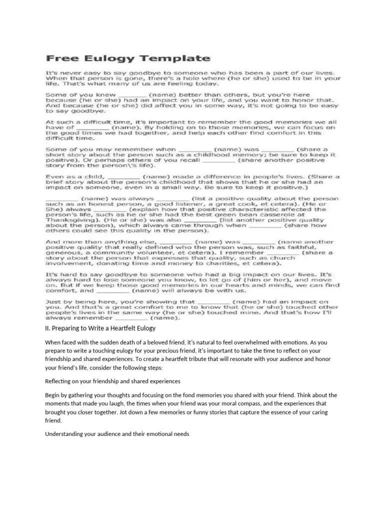 Eulogy Tips Pdf