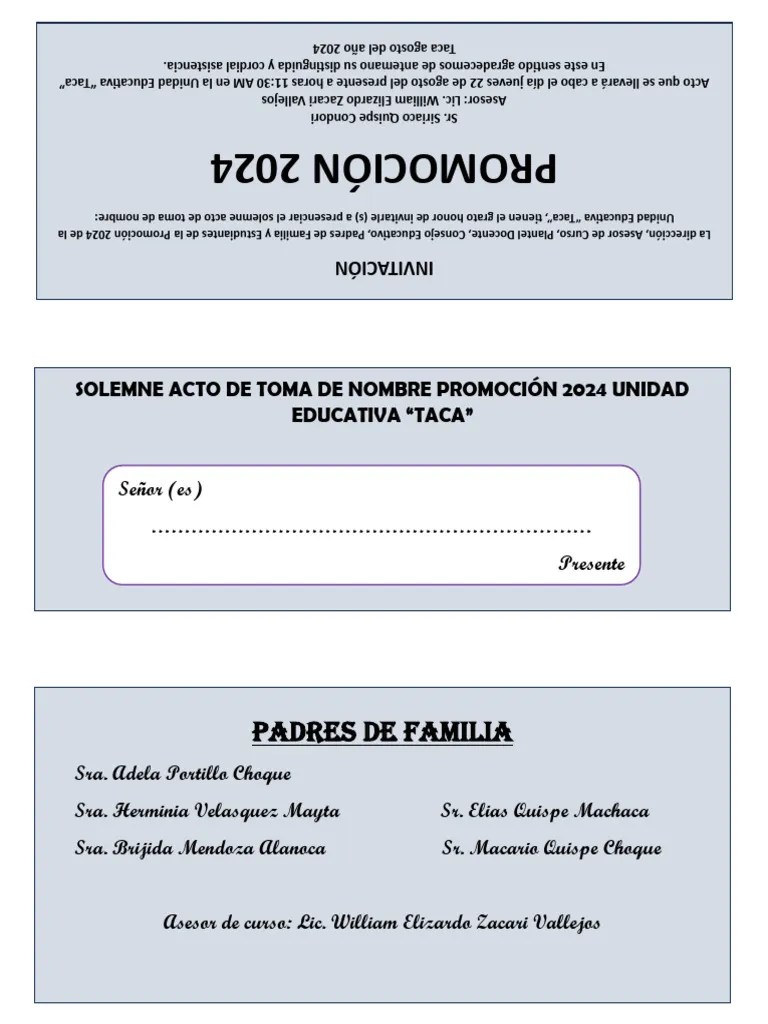 Invitacion Promo 2024 Prof Zacari Pdf