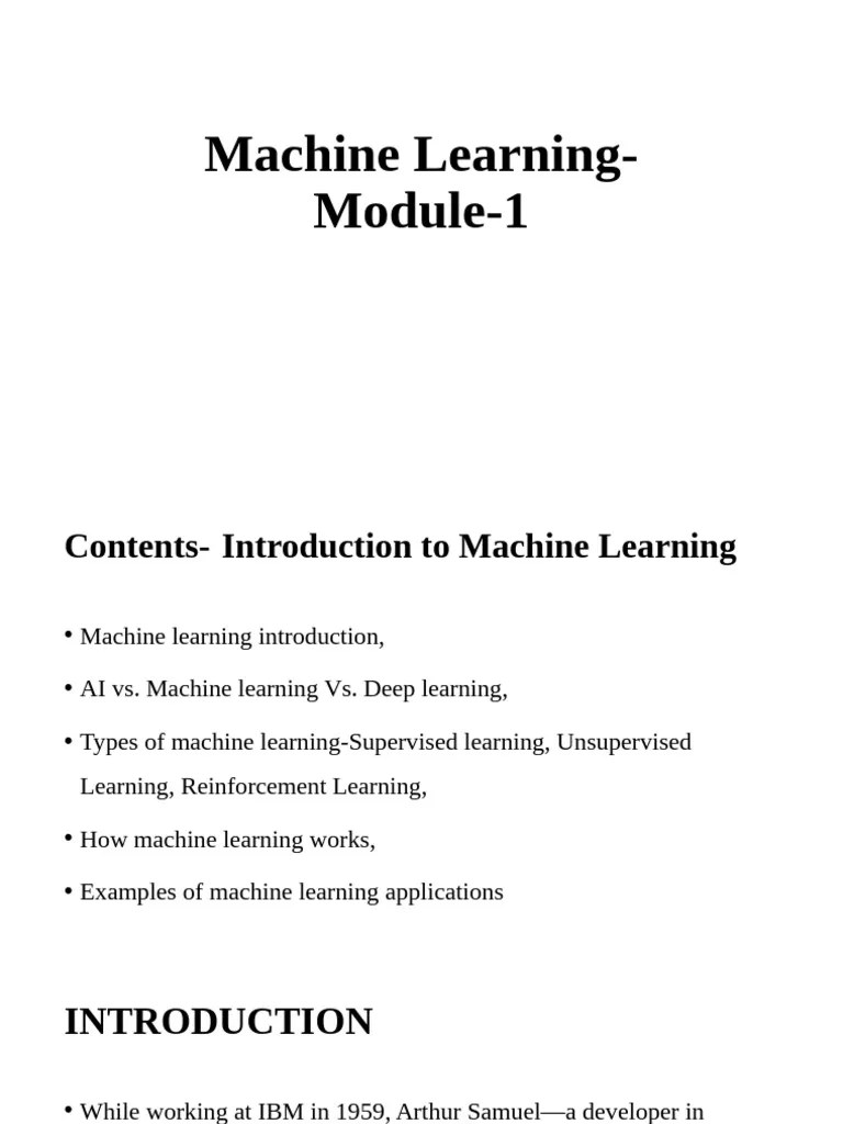 Ml Module 1 Pdf