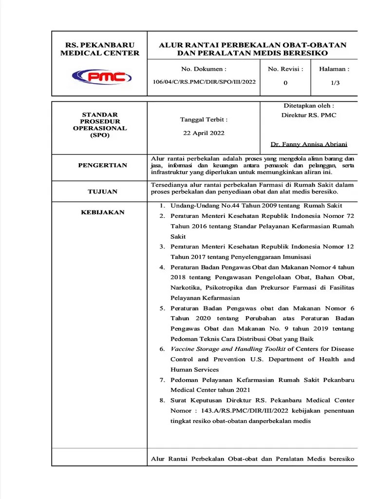 Pdf Spo Alur Obat Dan Alat Medis Beresiko Final Compress Pdf