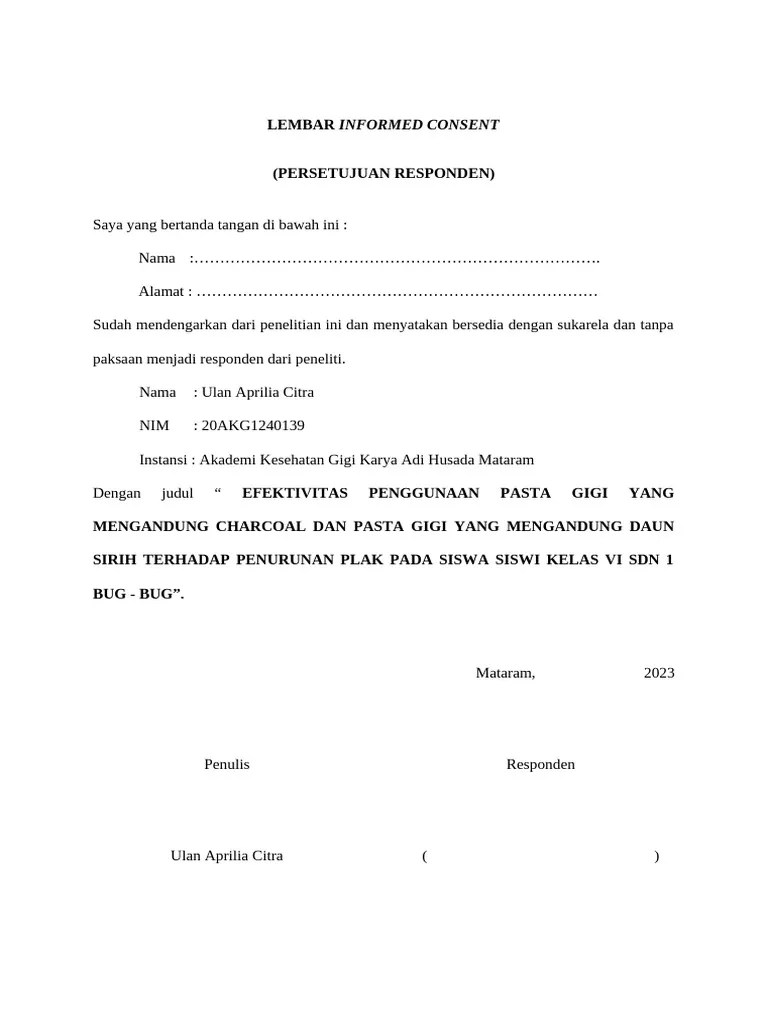 Lembar Informed Consent 1 Pdf