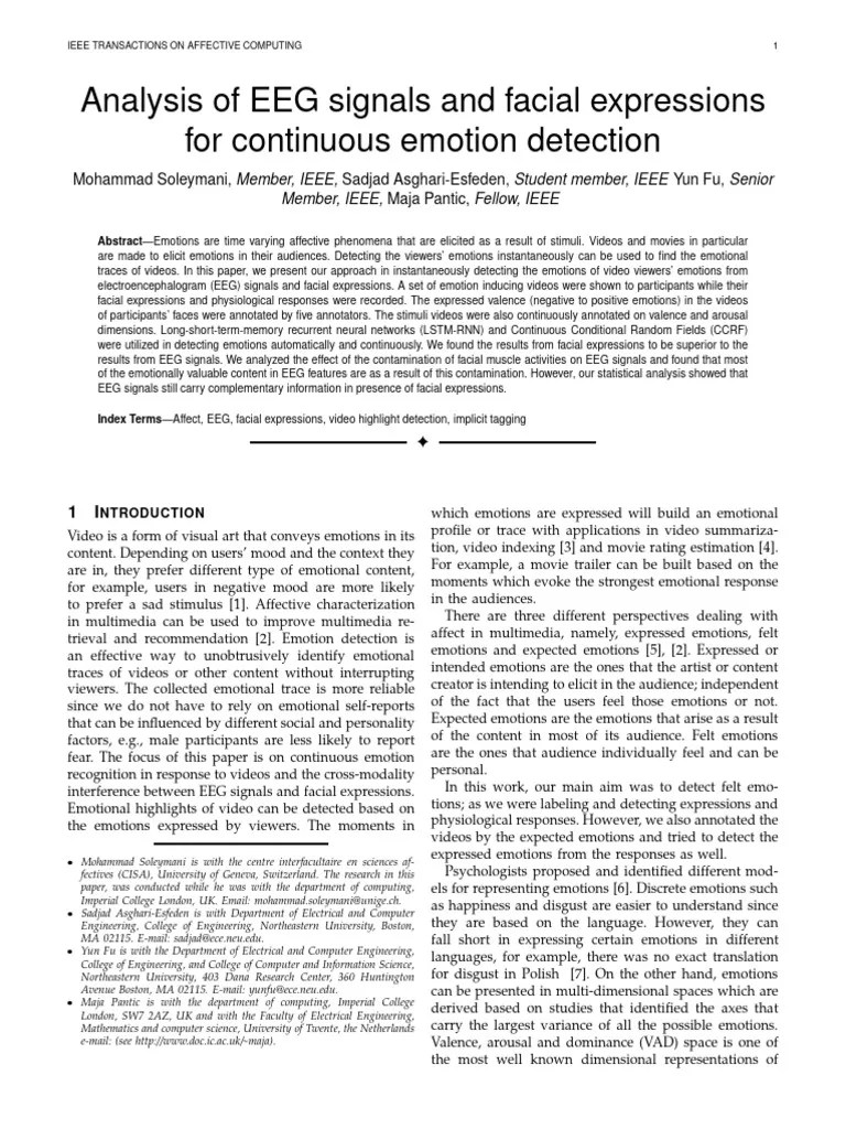 Analysis Of Eeg Signals And Facial Expressions For Continuous Emotion