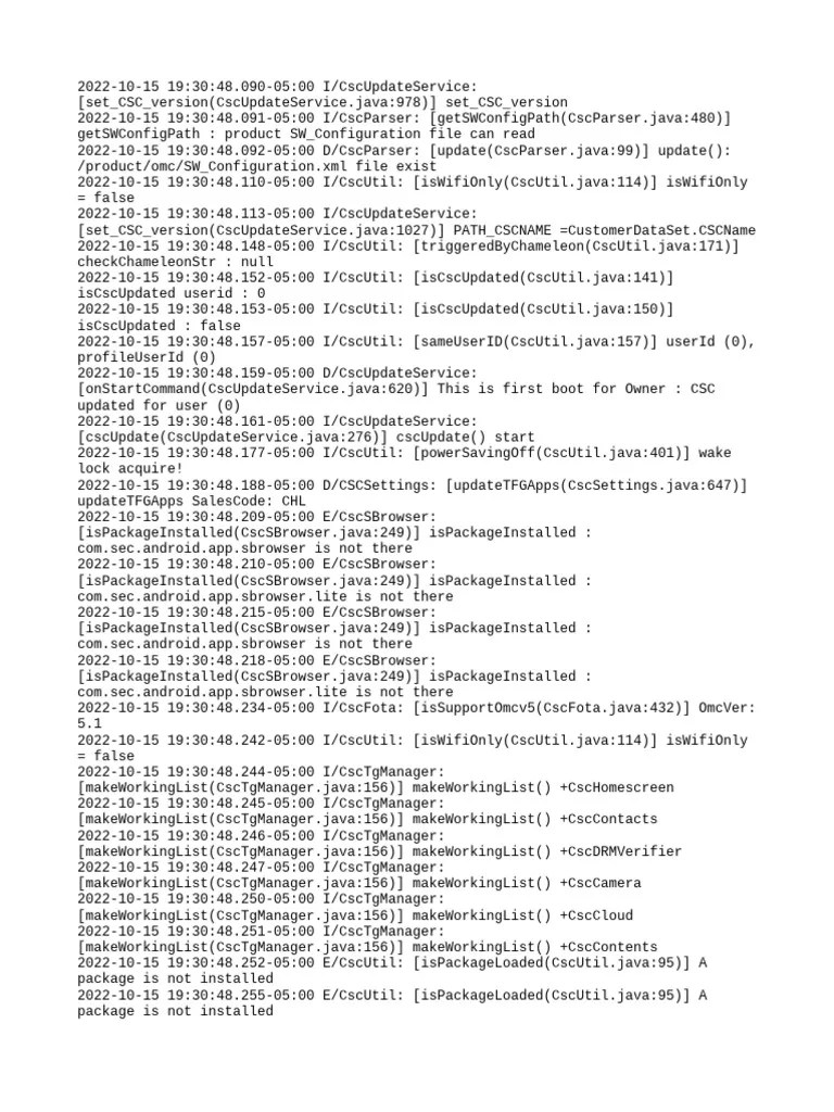Csc Update Log Pdf