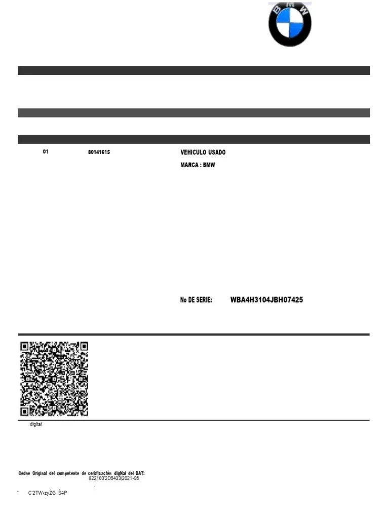 Factura Bmw 420i 2018 Detalles Pdf Bmw Fabricantes De Vehículos