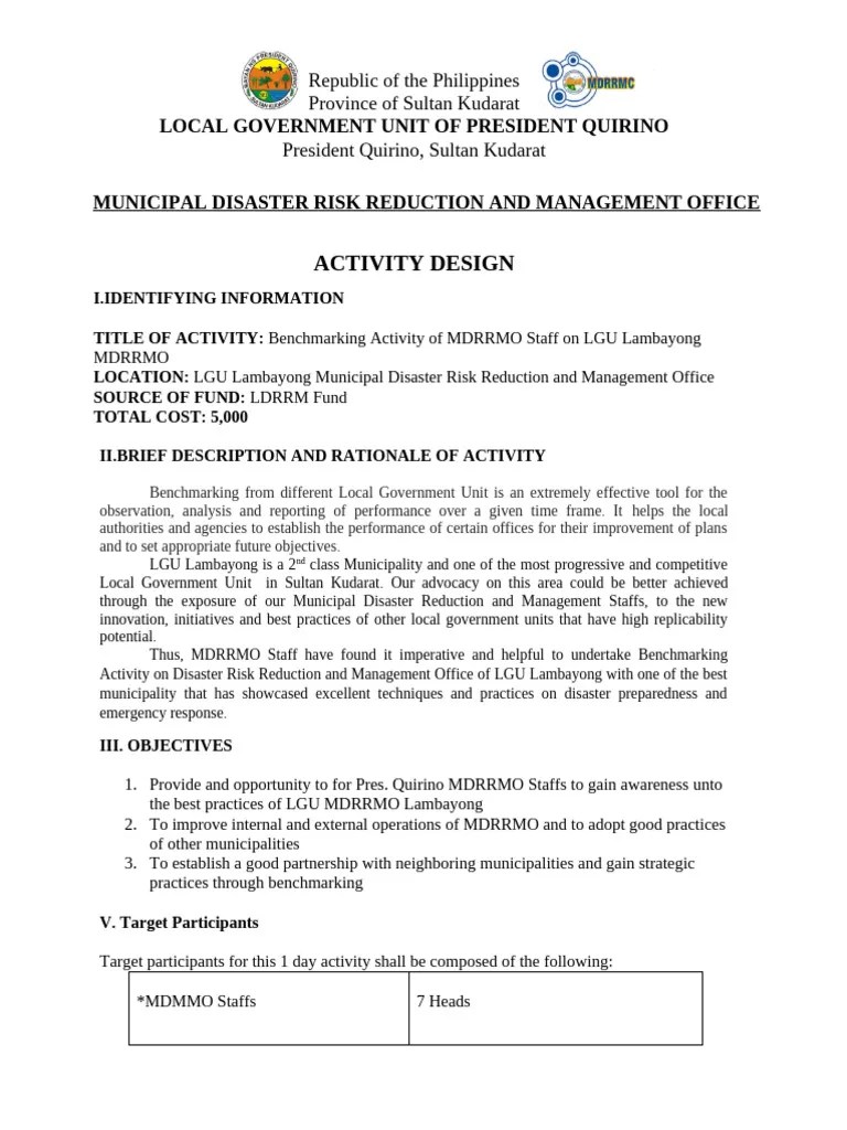 Benchmarking Activity Design Pdf