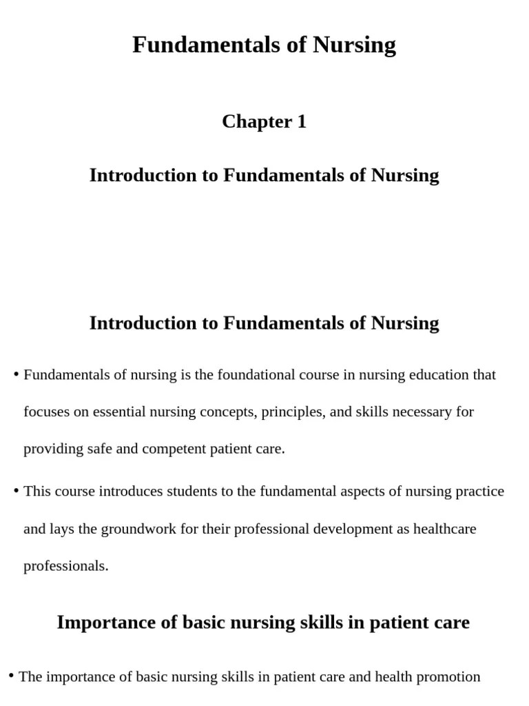 Introduction To Fundamentals Of Nursing Pdf