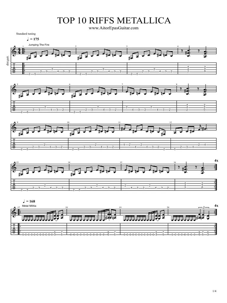 Top 10 Riffs Metallica Pdf