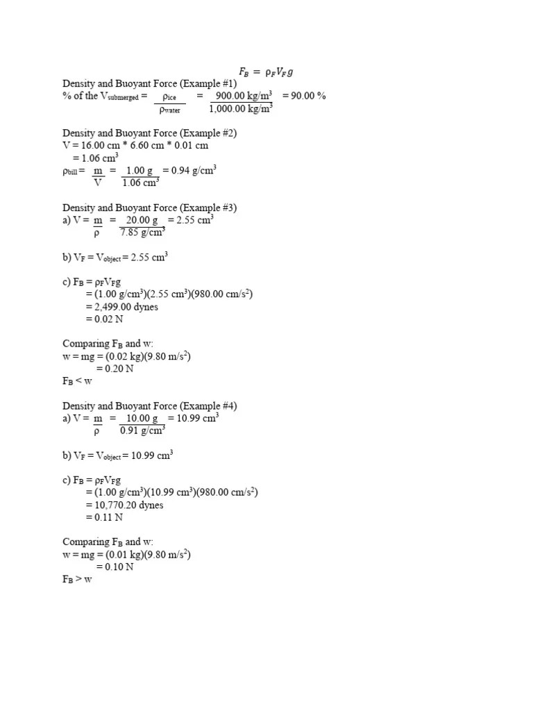 Notes On Buoyancy Pdf