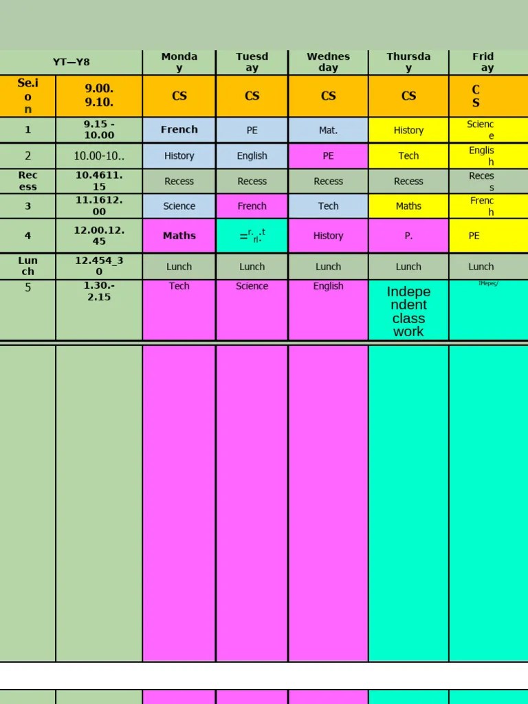 Remote Learning Time Table Pdf