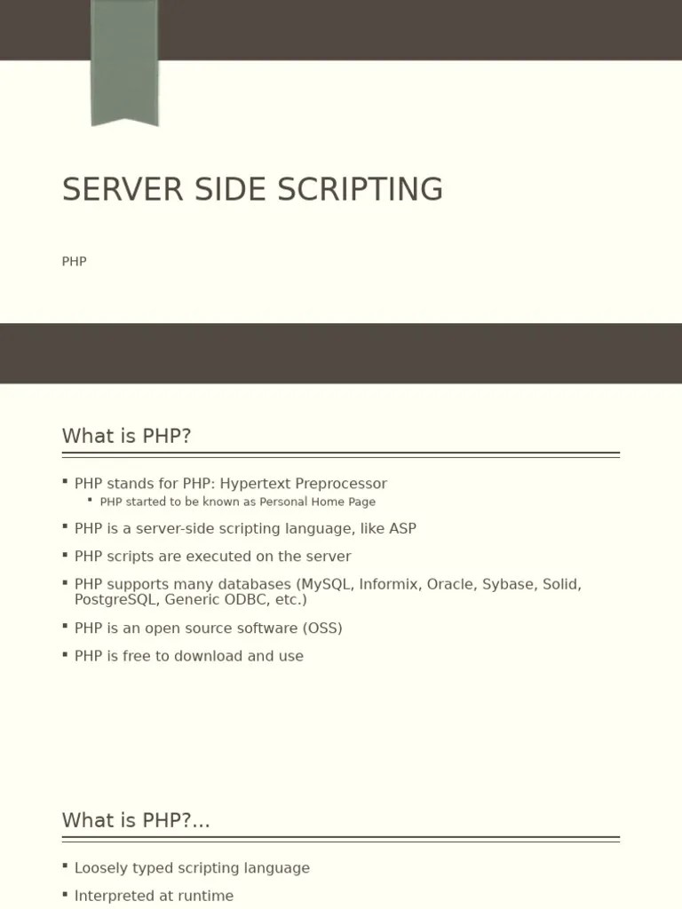 Introduction To Php Server Side Scripting Pdf Php Computers
