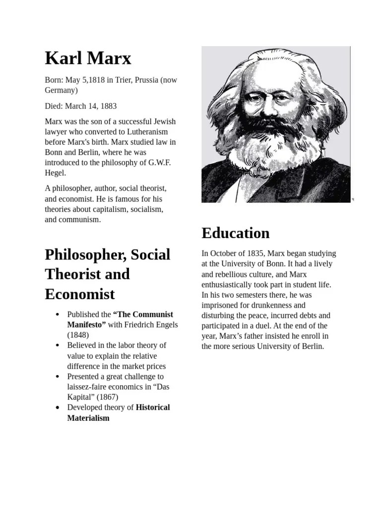 Philosophy 12 Karl Marx Pdf Karl Marx Political Economy