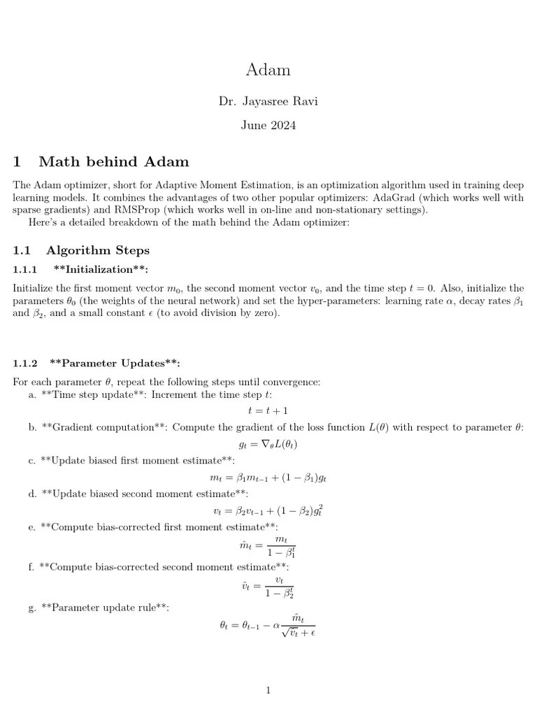 Math Behind Adam Pdf