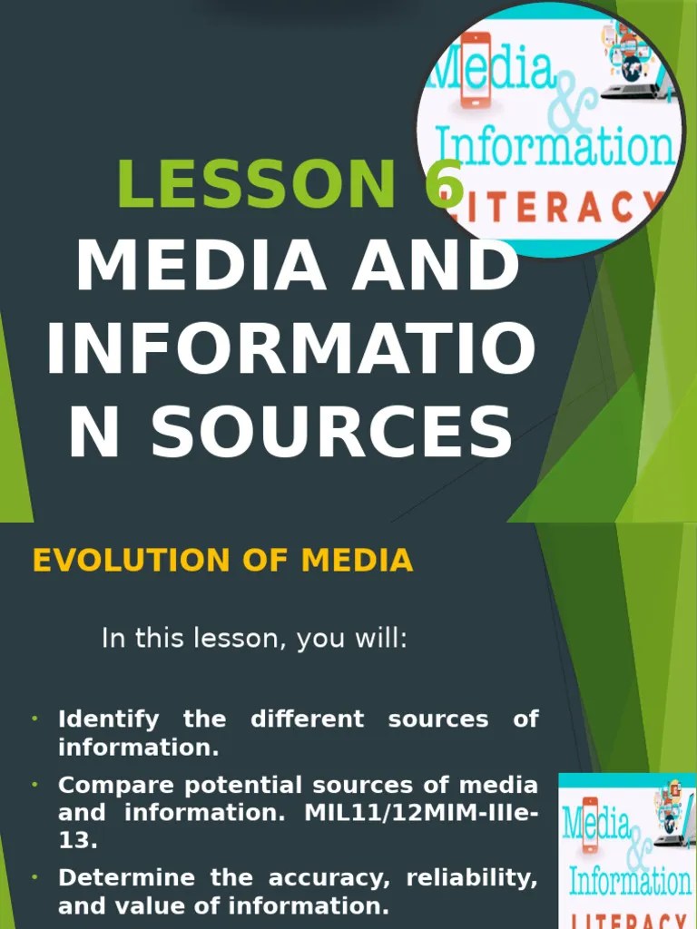 Lesson 5 Media And Infomation Sources Pdf