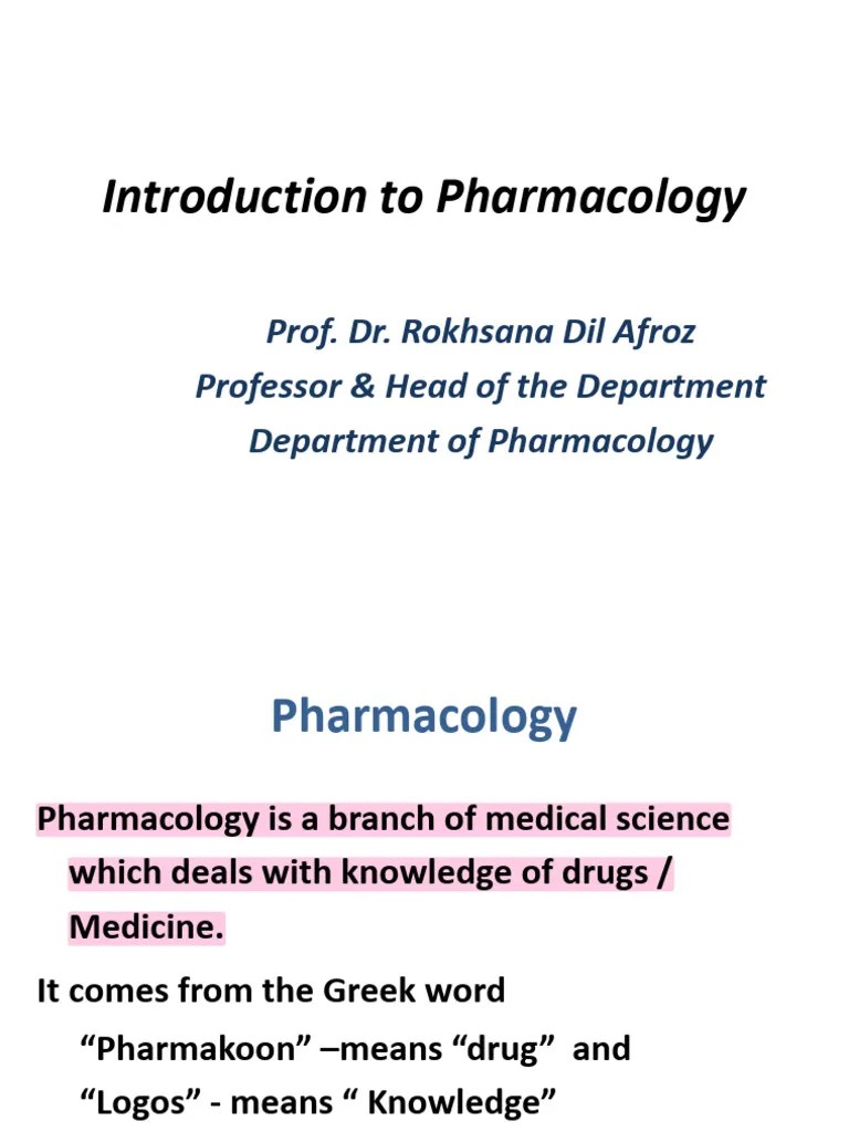 Introduction To Pharmacology Pdf