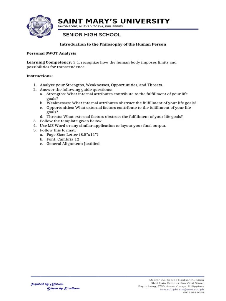 Personal Swot Analysis Pdf
