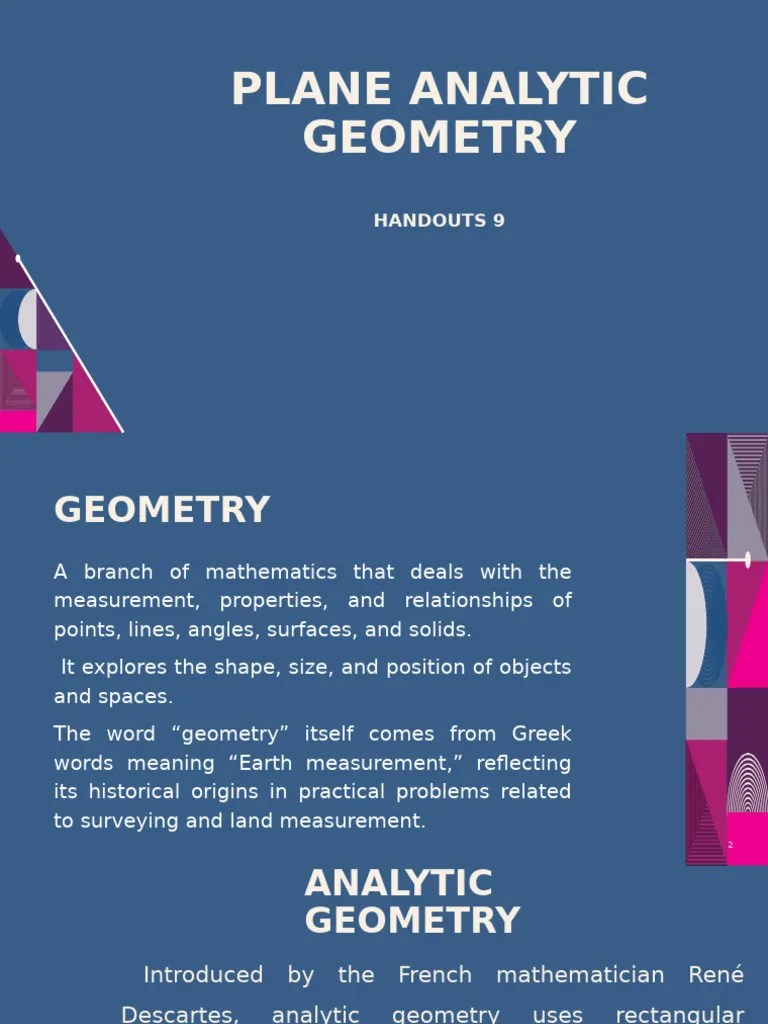 Handouts 9 Enmath21e Analytic Geometry Basic Concepts 1 Pdf