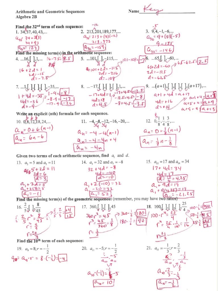 Arithmetic Geometric Sequences Solutions 1 Pdf