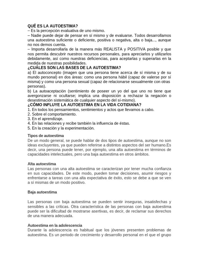 Taller Autoestima Pdf