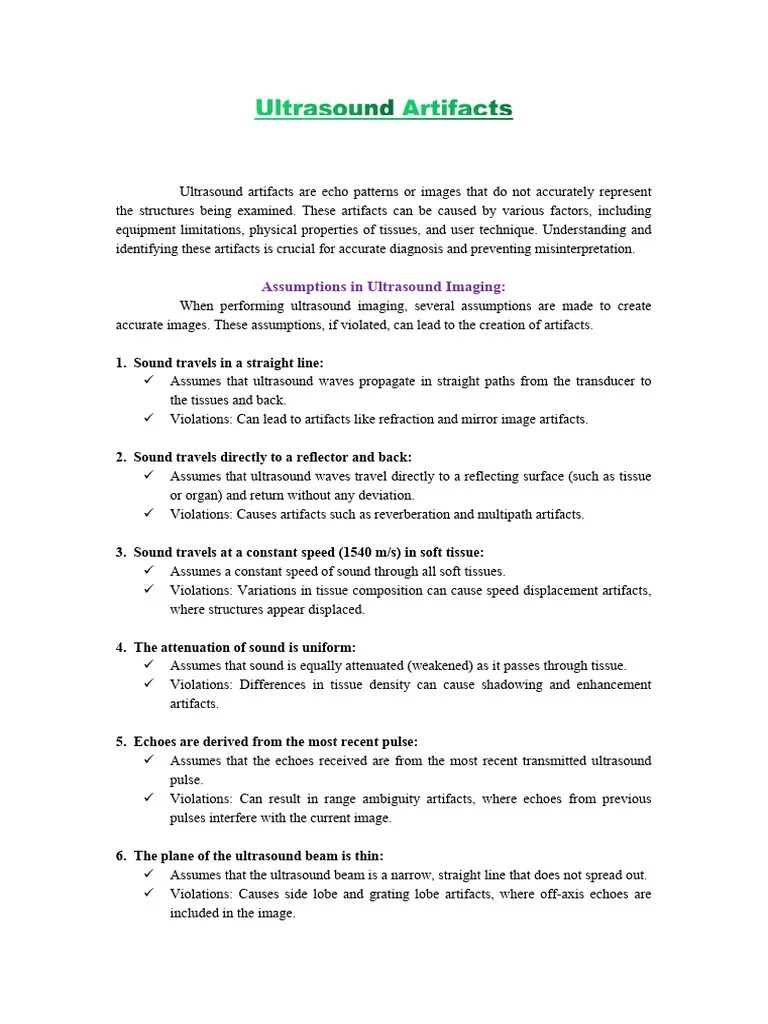 Ultrasound Artifacts Pdf