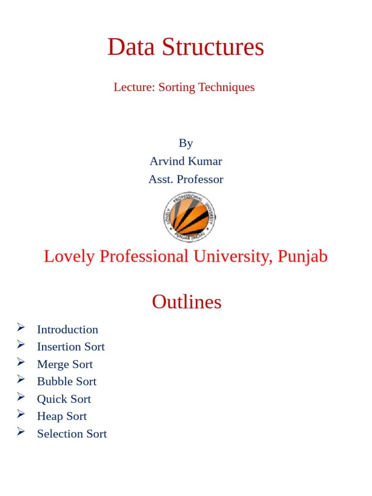 Sorting Techniques Pdf