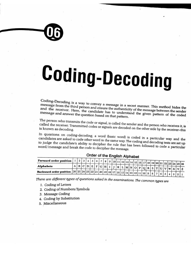 Coding Decoding Reasoning Ch 6 Pdf