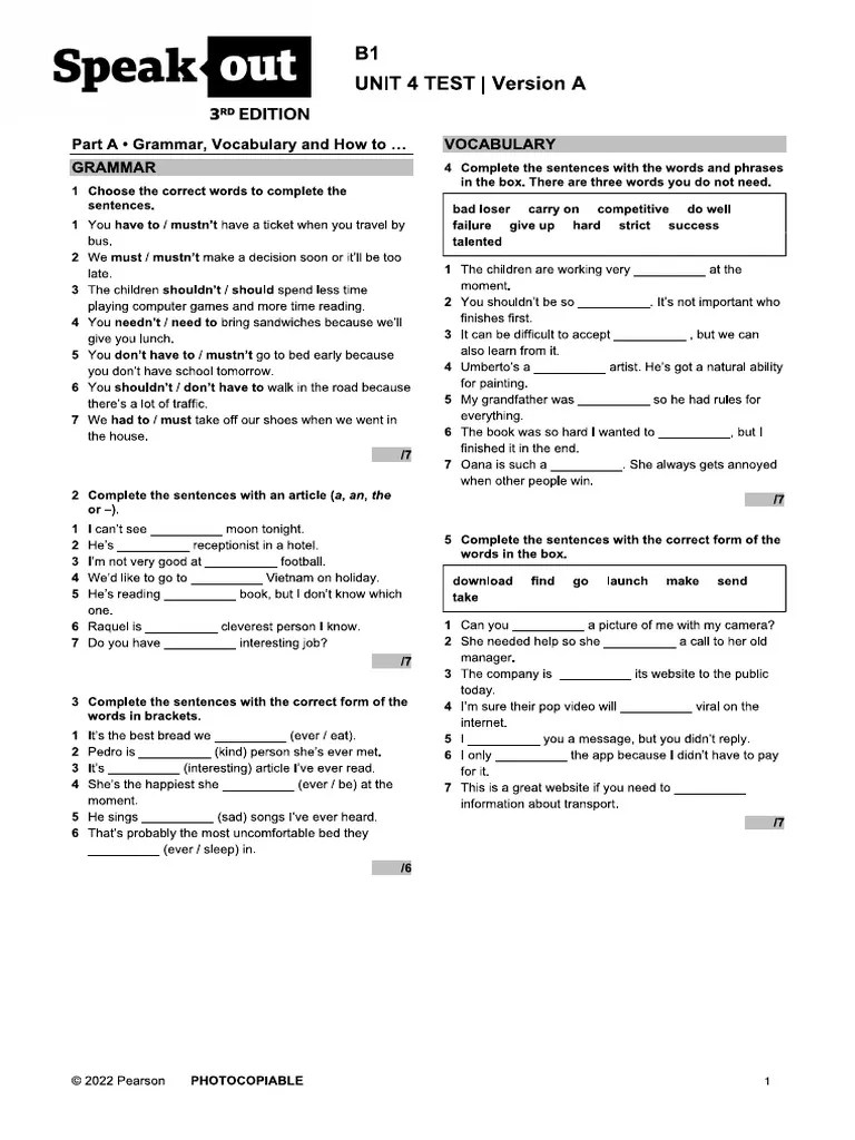 B1 Unit Test 4 Pdf