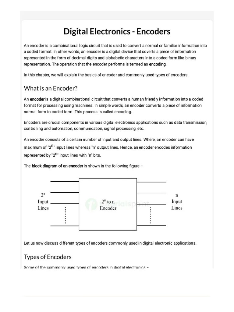 Digital Electronics Encoders Pdf