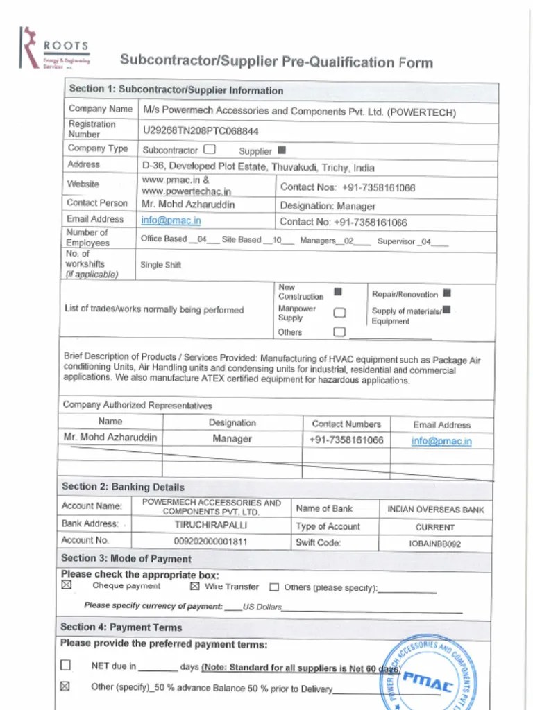 Supplier Registration Form Pdf