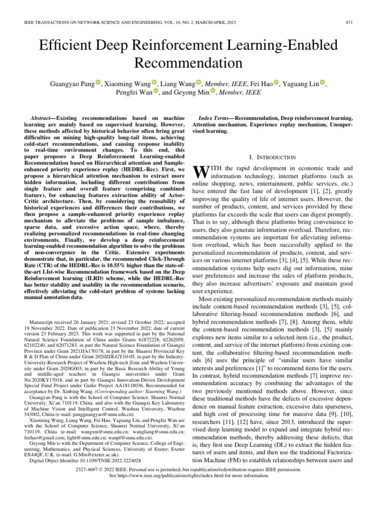 Efficient Deep Reinforcement Learning Enabled Recommendation Pdf