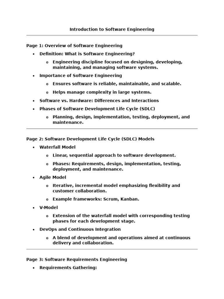 Introduction To Software Engineering Pdf