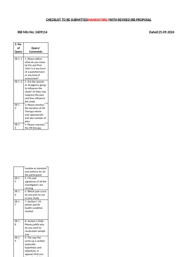 Revision Checklist Updated Pdf