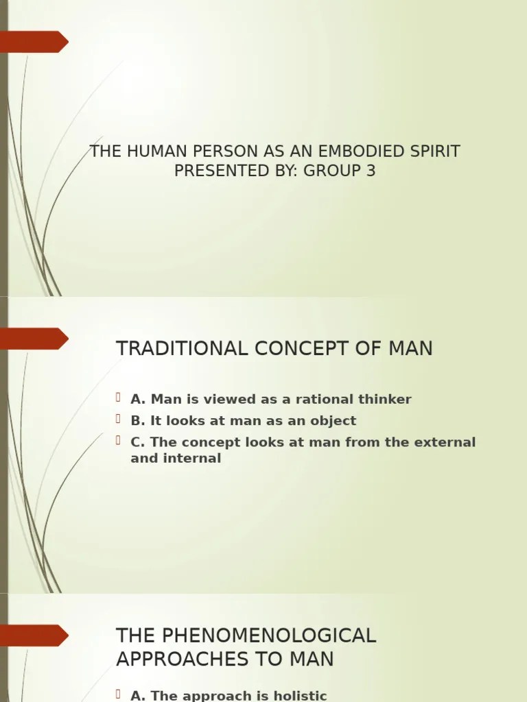 The Human Person As An Embodied Spirit Pdf