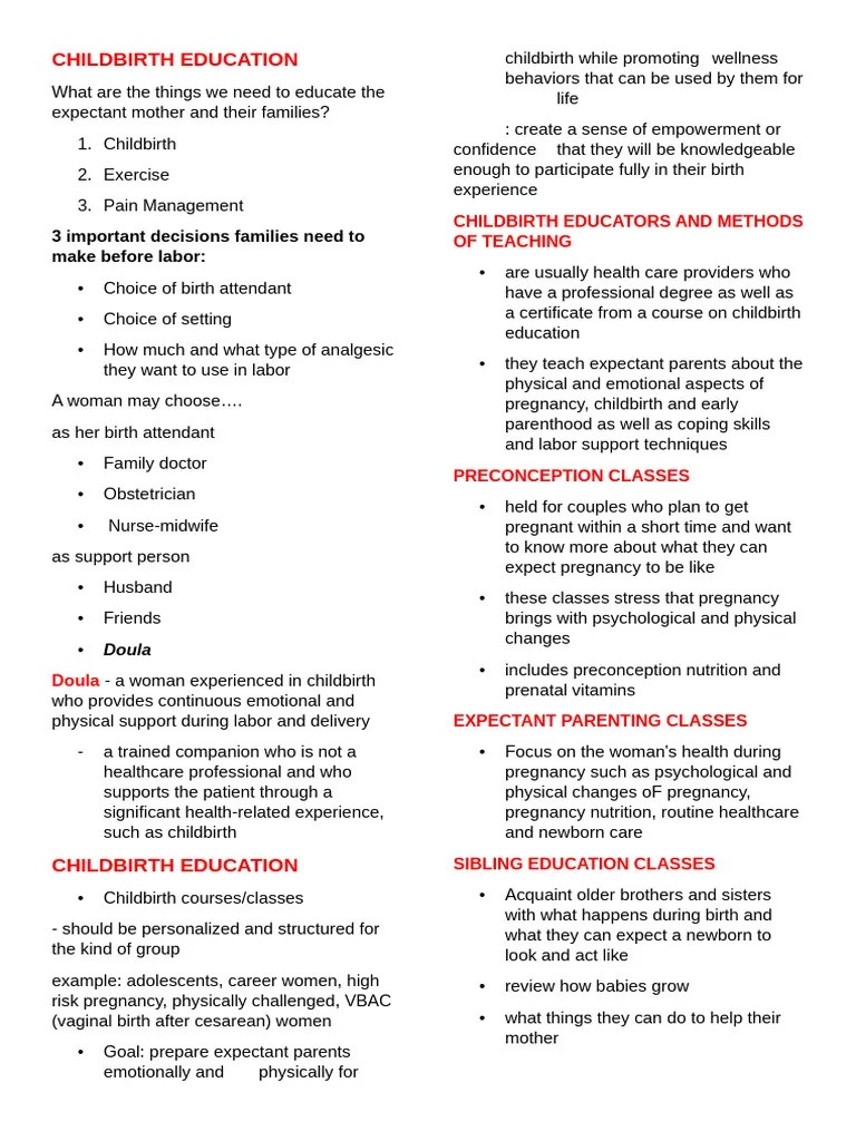 Childbirth Education Pdf