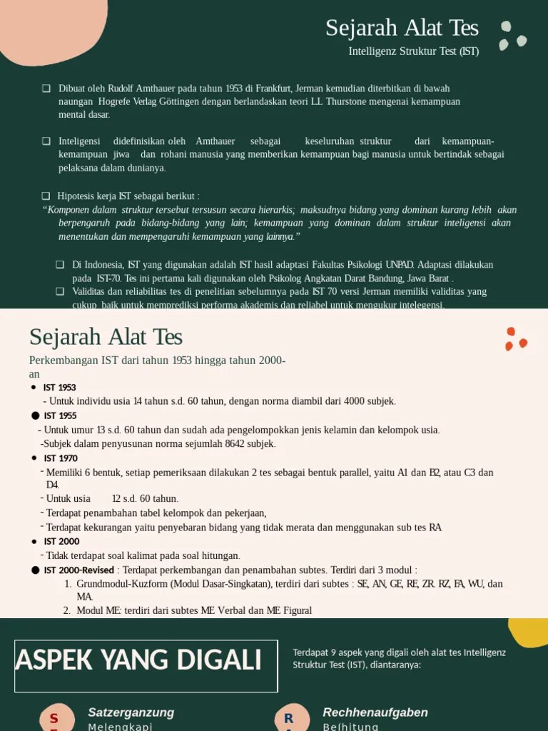 Sejarah Alat Tes Intelligenz Struktur Test Ist Pdf