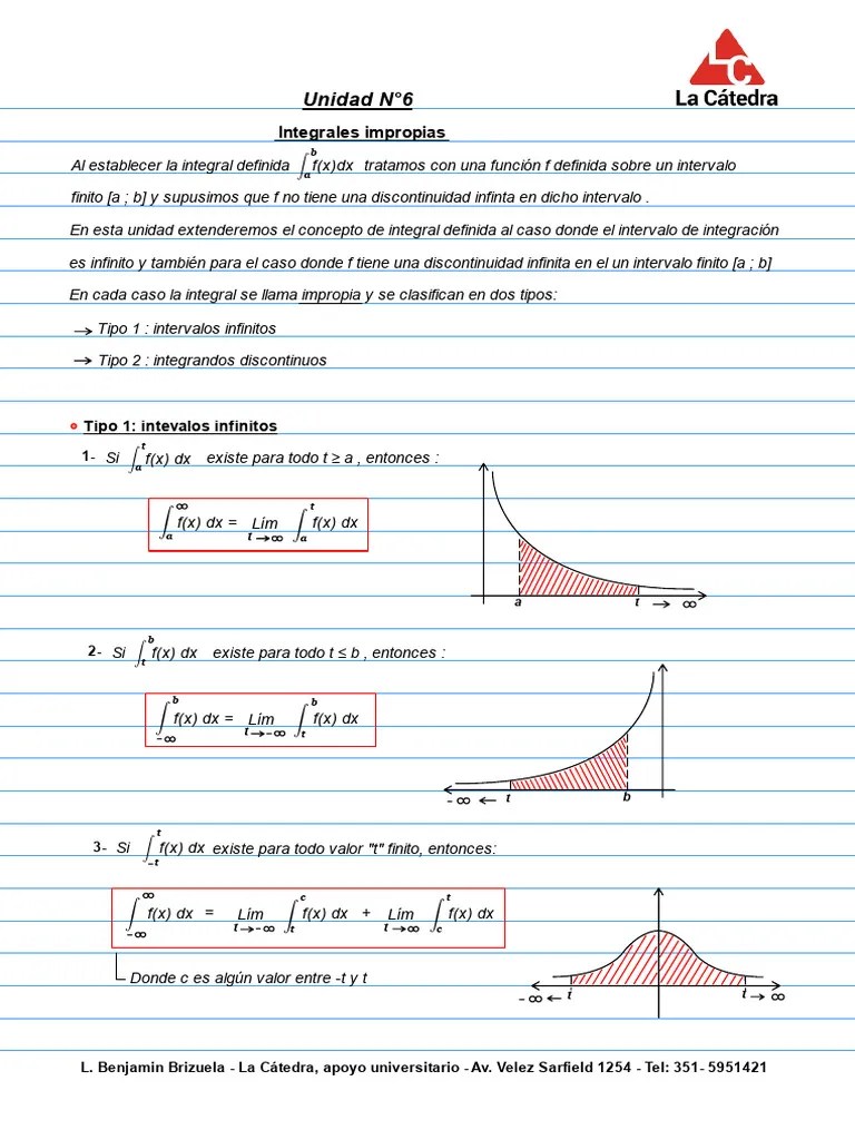 Integrales Improprias Tipos Y Ejemplos Pdf Integral Análisis