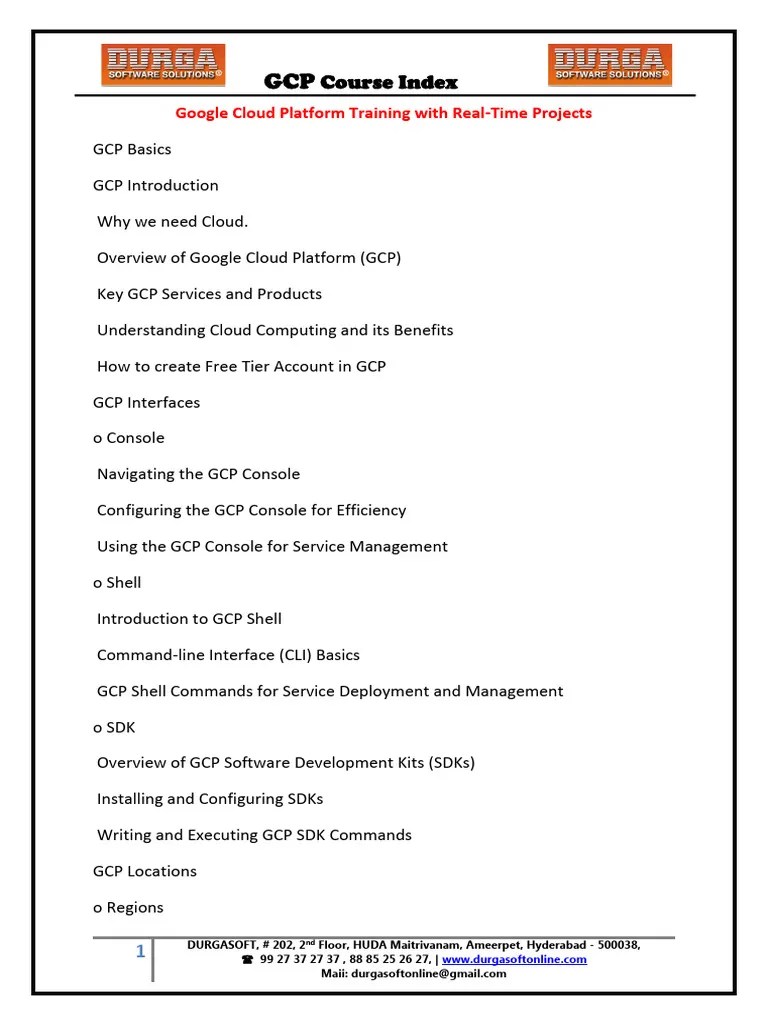 Gcp Course Index Pdf