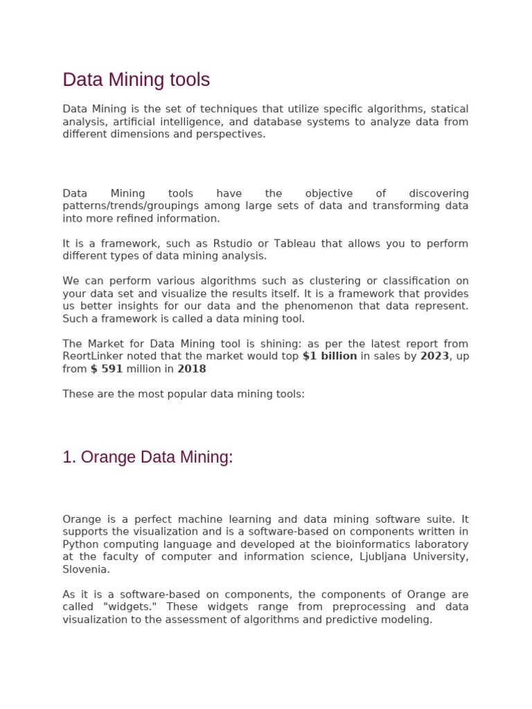 Data Mining Tools Pdf